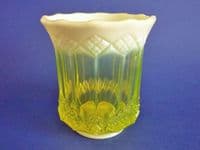 Rare Greener Yellow Pearline Glass Celery Vase c1890