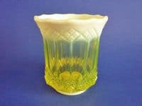 Rare Greener Yellow Pearline Glass Celery Vase c1890