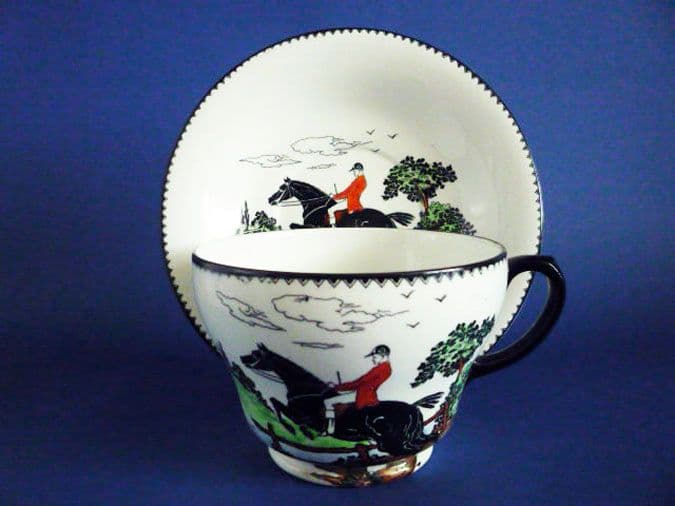 Rare Maling Art Deco Huntsman Jumbo Cup and Saucer c1938