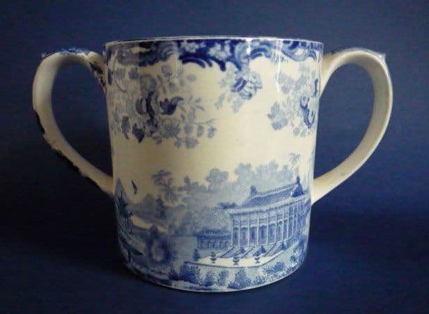 Rare Minton Chinese Marine Opaque China Loving Cup c1830