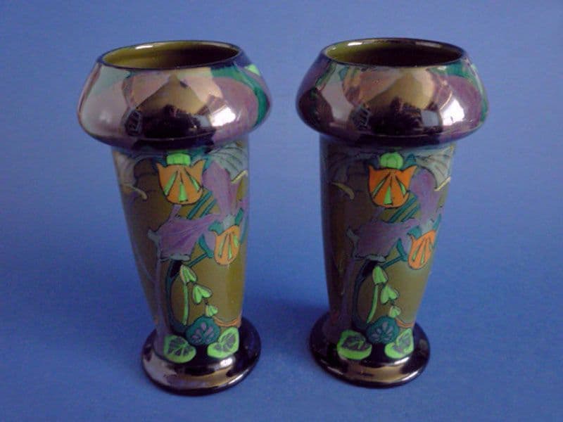 Rare Pair of Vana Ware Art Nouveau Vases by W Bennett of Hanley c1900