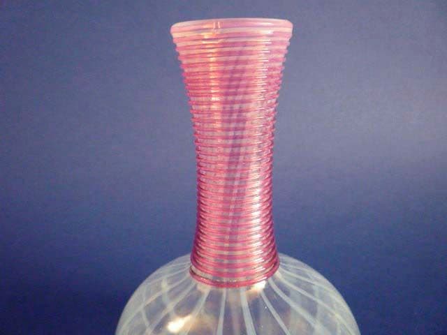 Rare Stevens and Williams Threaded Cranberry and Vaseline Glass Vase ...