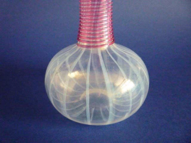 Rare Stevens and Williams Threaded Cranberry and Vaseline Glass Vase ...