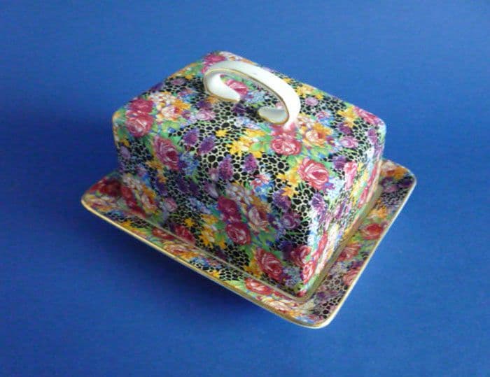 Rare Vintage Grimwades Royal Winton Hazel Chintz Dane Cheese Dish c1940