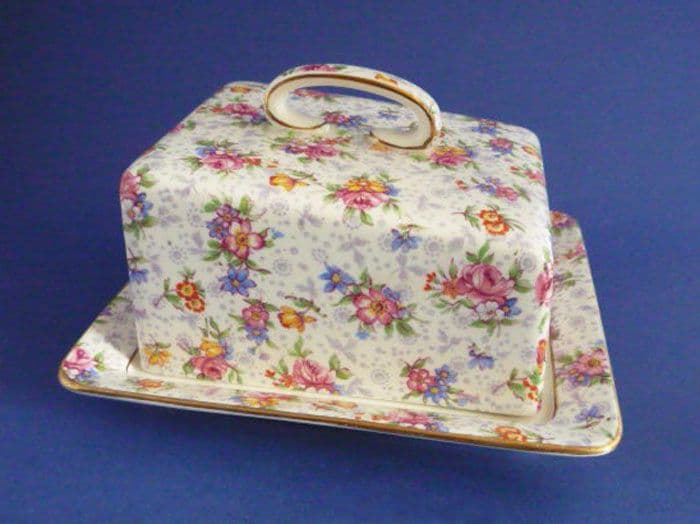 Rare Vintage Royal Winton Eleanor Chintz Dane Cheese Dish c1945