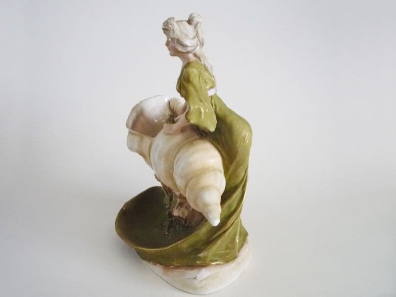 Royal Dux Art Nouveau Maiden with Conch Shell Centrepiece c1910 Sold