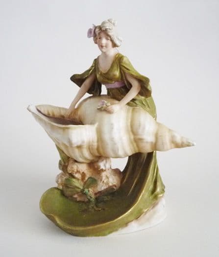 Royal Dux Art Nouveau Maiden with Conch Shell Centrepiece c1910 Sold
