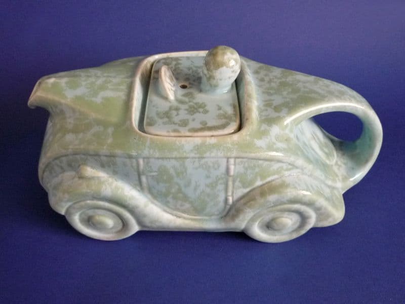 Sadler s Classic 1940s Art Deco Mottled Green Racing Car Teapot OKT42 Sold