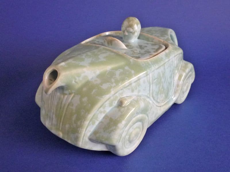 Sadler s Classic 1940s Art Deco Mottled Green Racing Car Teapot OKT42 Sold