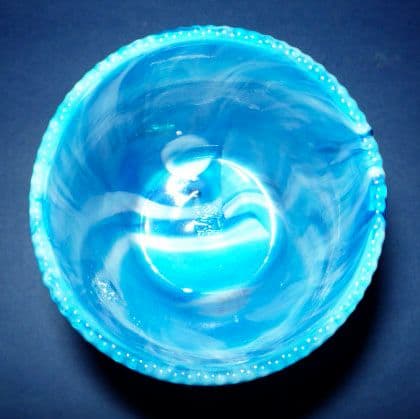 Small Davidson s Blue Malachite Slag Glass Shell and Coral Vase c1880