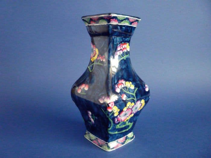 Superb Maling Cetem Ware Blue Plum Blossom Vase c1925 Sold