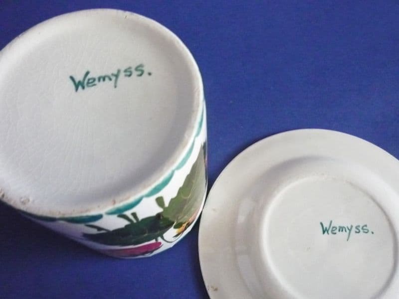 Superb Wemyss Ware Strawberries Preserve Jar and Stand c1910