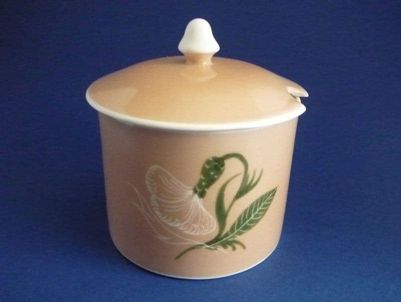 Susie Cooper Bone China Pink Sgraffito Flower Preserve Pot c1955