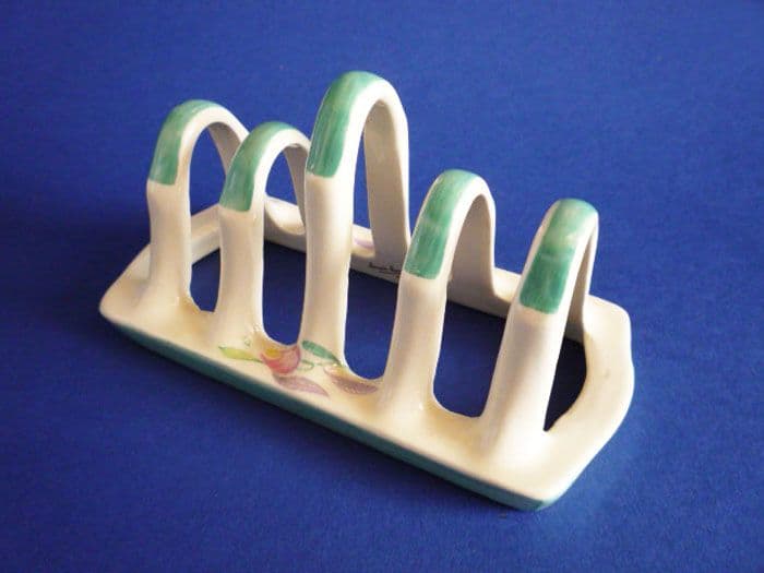 Susie Cooper Crown Works Pottery Green Dresden Spray Toast Rack c1935 Sold