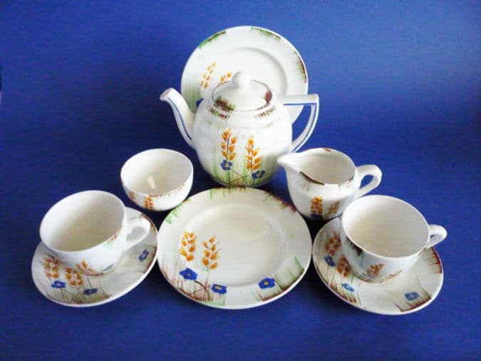 Unusual Maling Child s Toy Hand Painted Art Deco Tea Set c1930 Sold