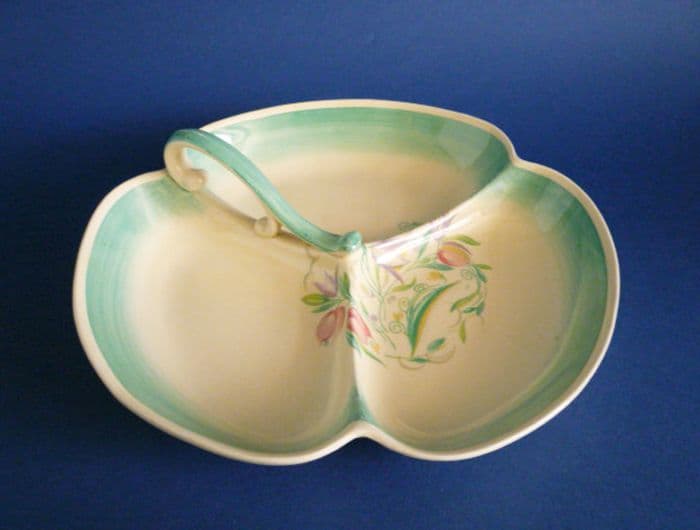 Unusual Susie Cooper Crown Works Pottery Green Dresden Spray Trefoil ...