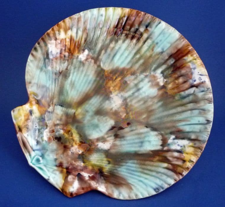 Wedgwood Majolica Mottled Scallop Shell Plate c1867 2
