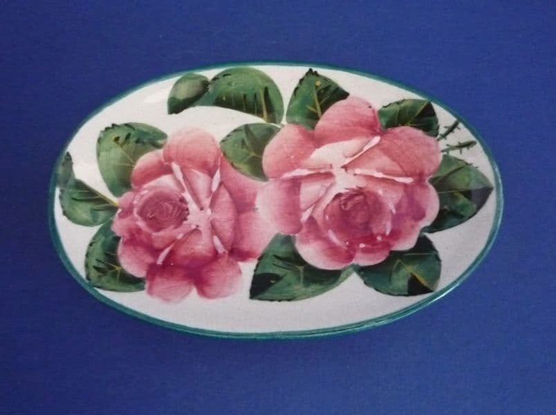 Wemyss Ware Cabbage Roses Oval Pin Tray c1900