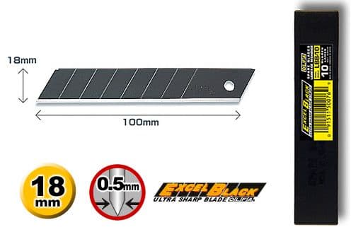 60 pieces of Olfa LBB-10 Excel Black 18mm Snap Off Blades in protective tubes
