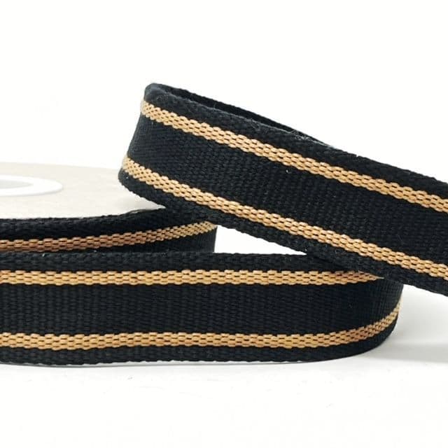 30mmStripe Edge Webbing - Black/Chestnut