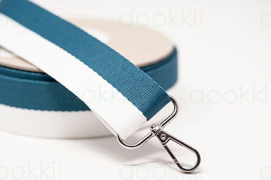 38mm colour block webbing - Teal/White