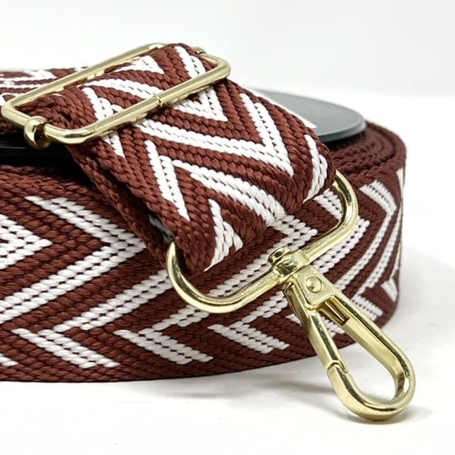 38mm Zigzag Webbing - Brick/White