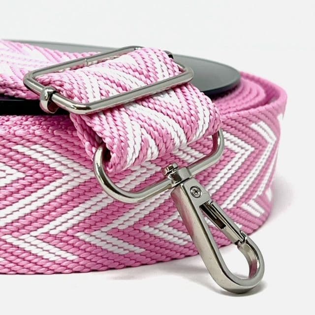 38mm Zigzag Webbing - Pink/White