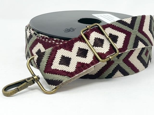 40mm tribal webbing burgundy/khaki/ecru