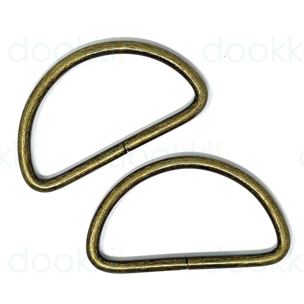 5 x 50mm d-rings - Antique Brass