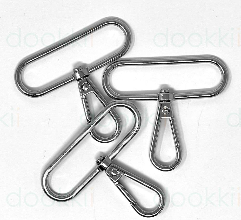 5 x 50mm metal snap hooks - Silver