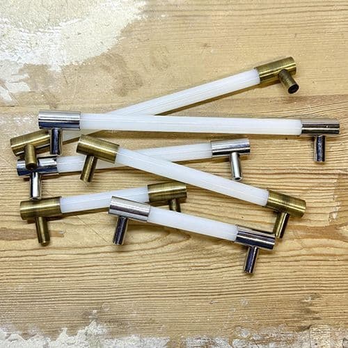 6" Opaque Glass Handle CHROME