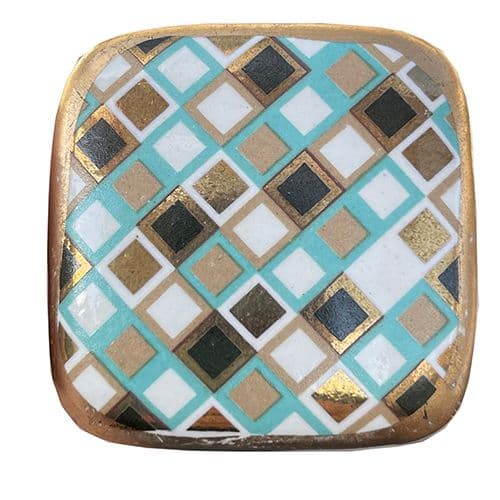 Chequered Square Aqua Black White