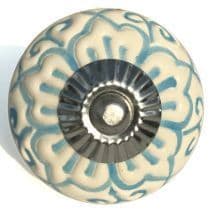 Cream/blue etched pattern