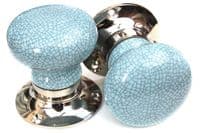Mortice Knobs - Blue Crackle silver