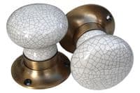 Mortice Knobs - White Crackle bronze