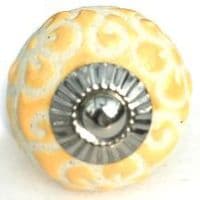 Mustard Etched Flower Design