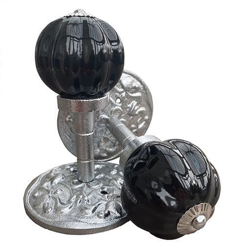 Pair of Black Ceramic Curtain Tie Backs Silver