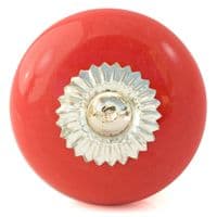 Red wheel knob with silver fittings