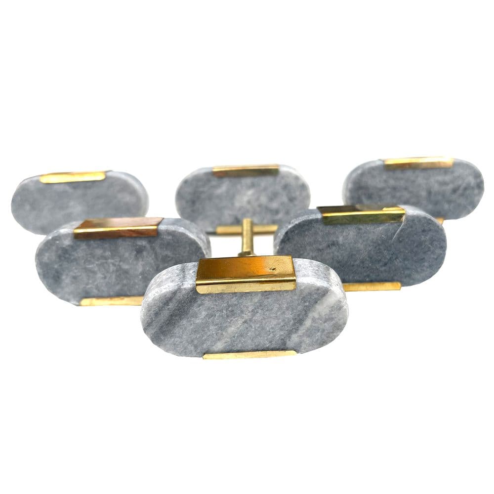 Set of 6 Grey Stone Bars - Gold Trim