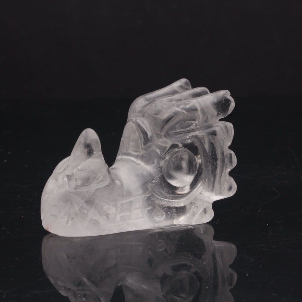 Clear Quartz Crystal Dragon Skull