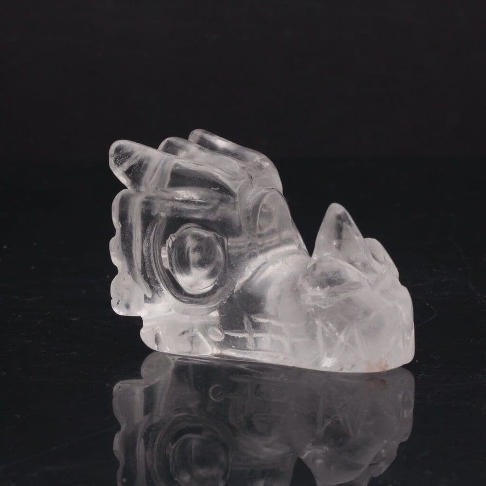 Clear Quartz Crystal Dragon Skull