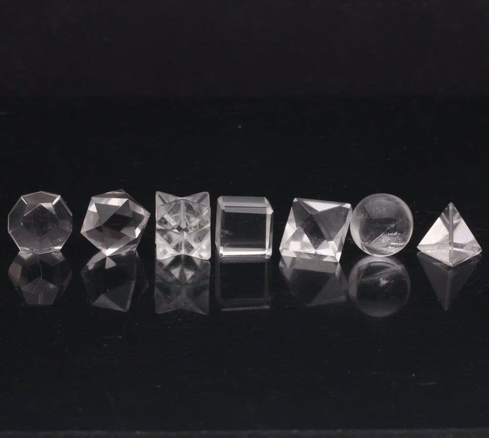 Clear Quartz Platonic Solids Set of 7