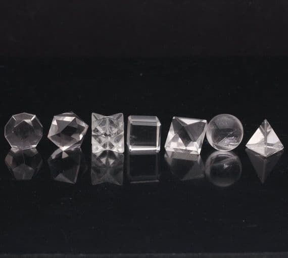 Clear Quartz Platonic Solids Set of 7