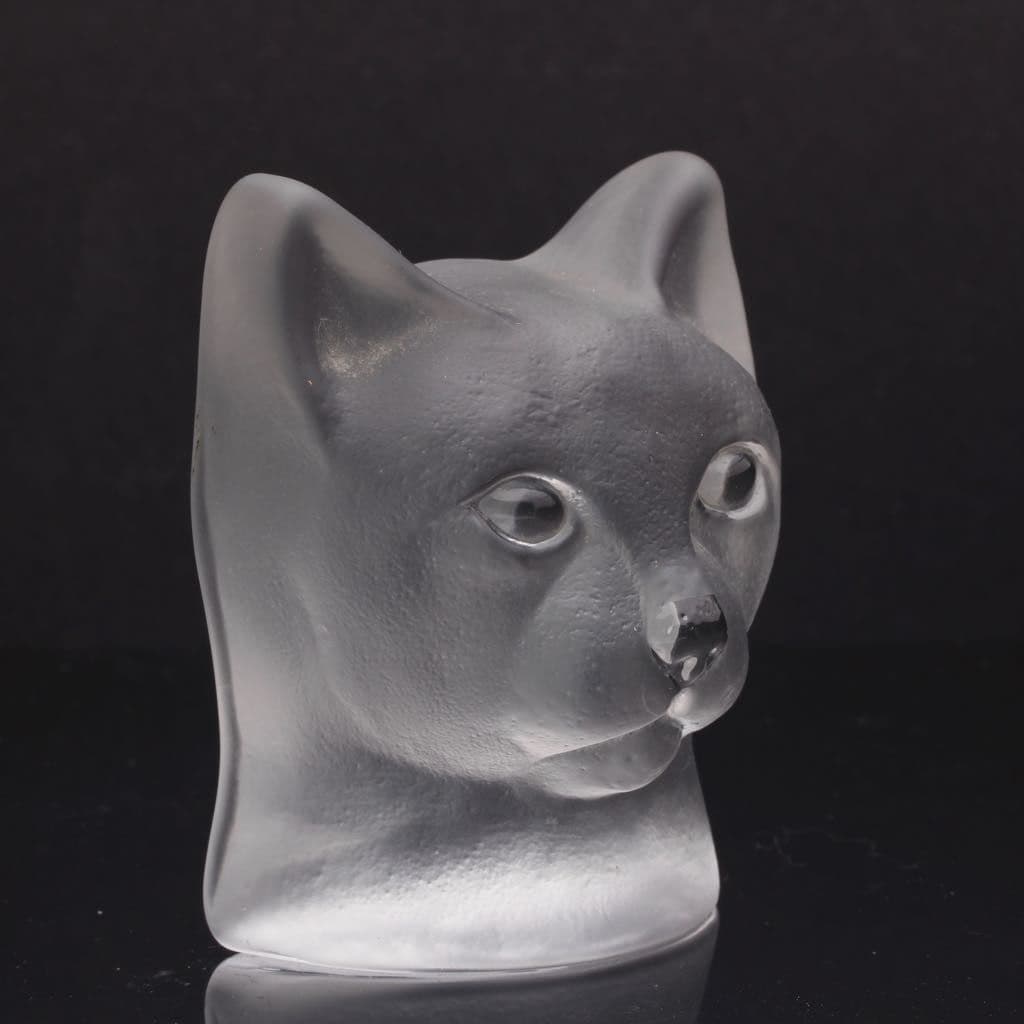 Glass Cat Head Paperweight | Swedish makers of Nybro