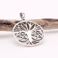 Pagan Double Pentacle Pentagram Tree of Life Pendant