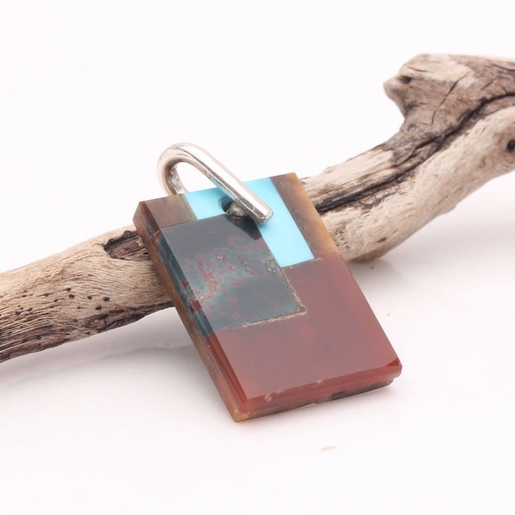 Tiger Eye,Carnelian, Bloodstone, & Turquoise Pendant