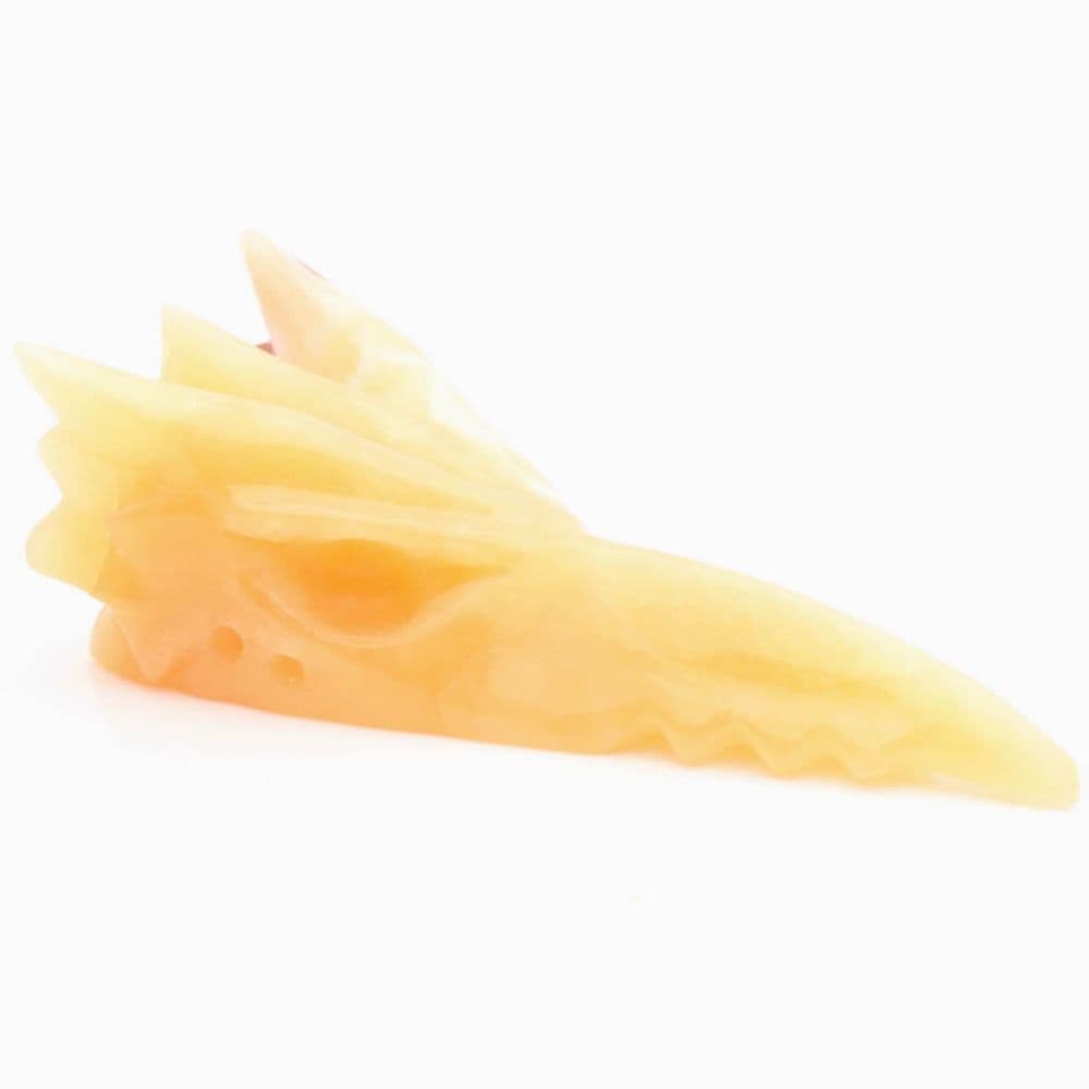 Yellow Crazy Lace Agate Phoenix Skull