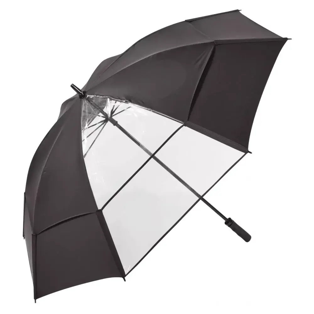HURRICANE DOUBLE CANOPY BROLLEY WITH CLEAR PANEL