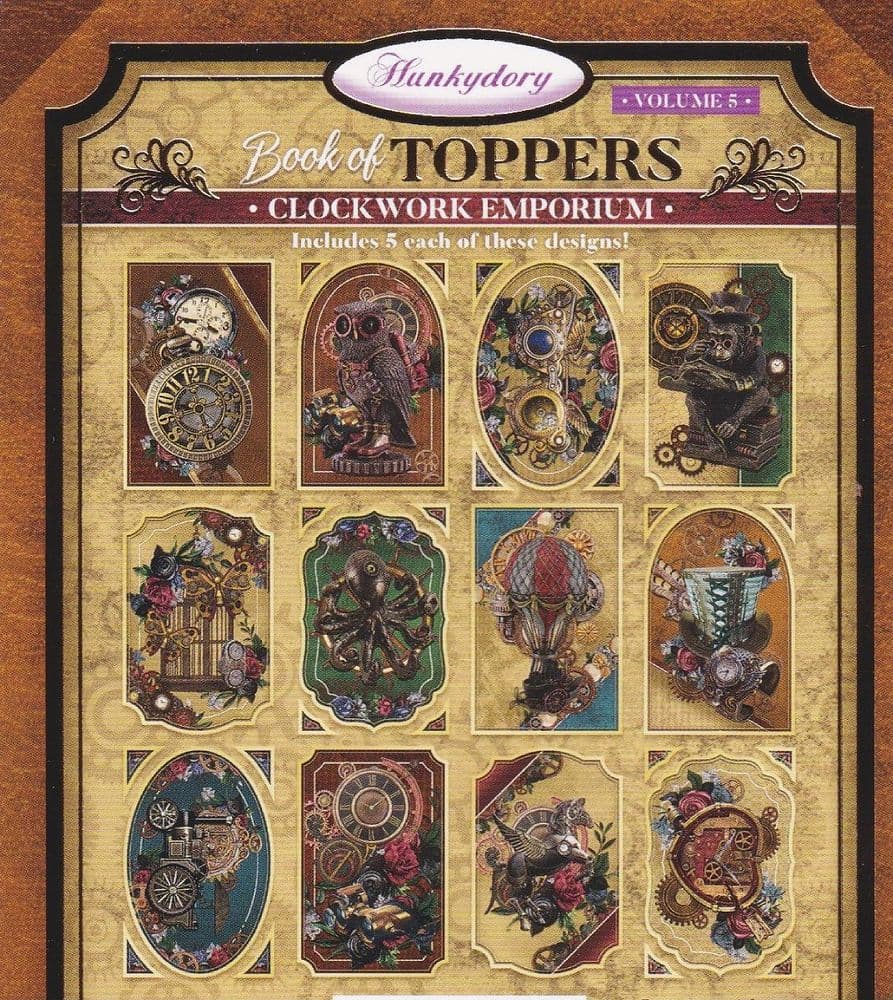 12 Clockwork Emporium Hunkydory Die Cut Foiled Card Toppers