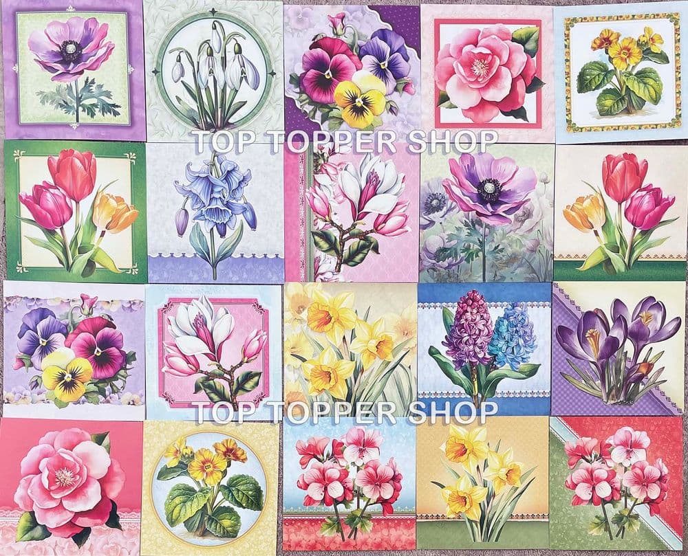 20 5x5" Toppers from The Square Little Book of In Full Bloom FLORAL ...
